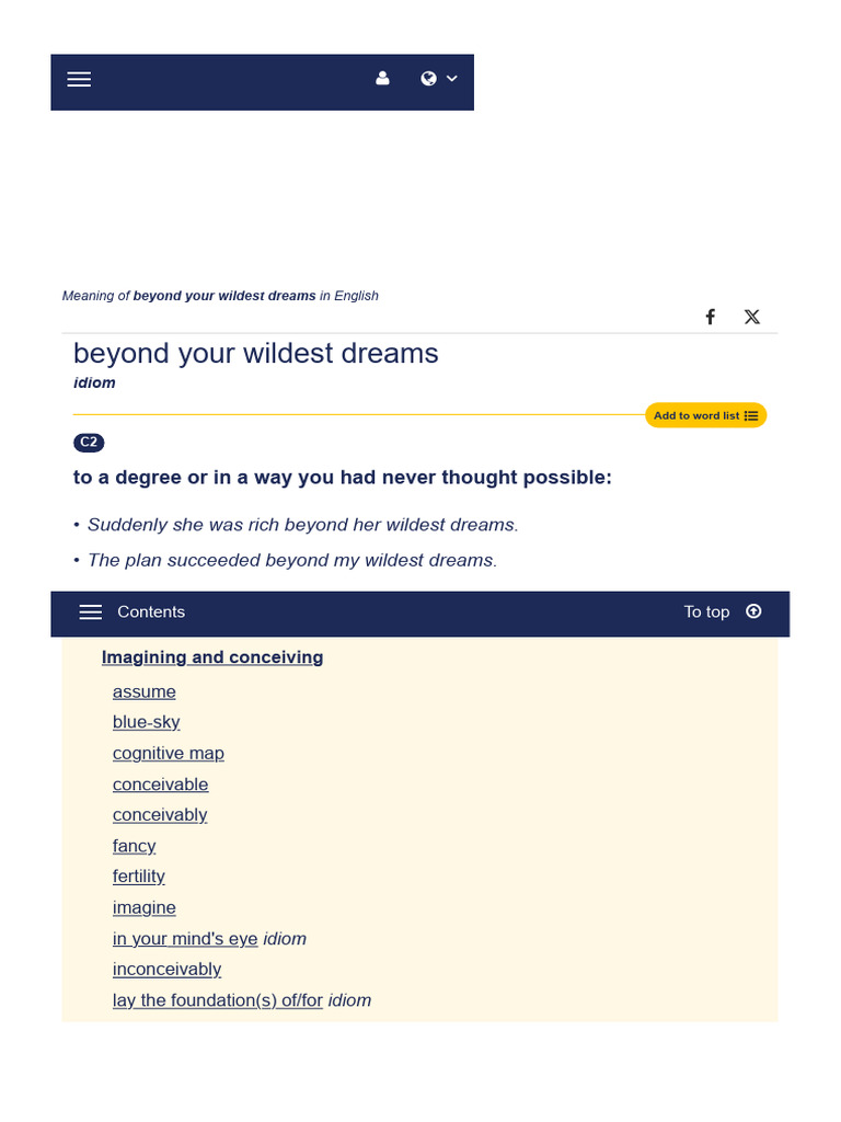 Definition of "Beyond Your Wildest Dreams" | PDF | Translations ...