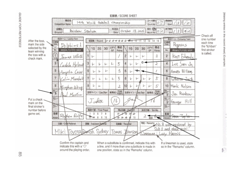 Gateball Score Sheet Guidelines | PDF | Sports | Ball Games