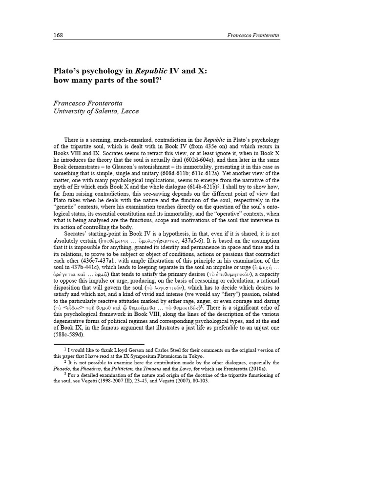 Plato's Psychology in Republic IV and X - How Many Parts of The Soul ...
