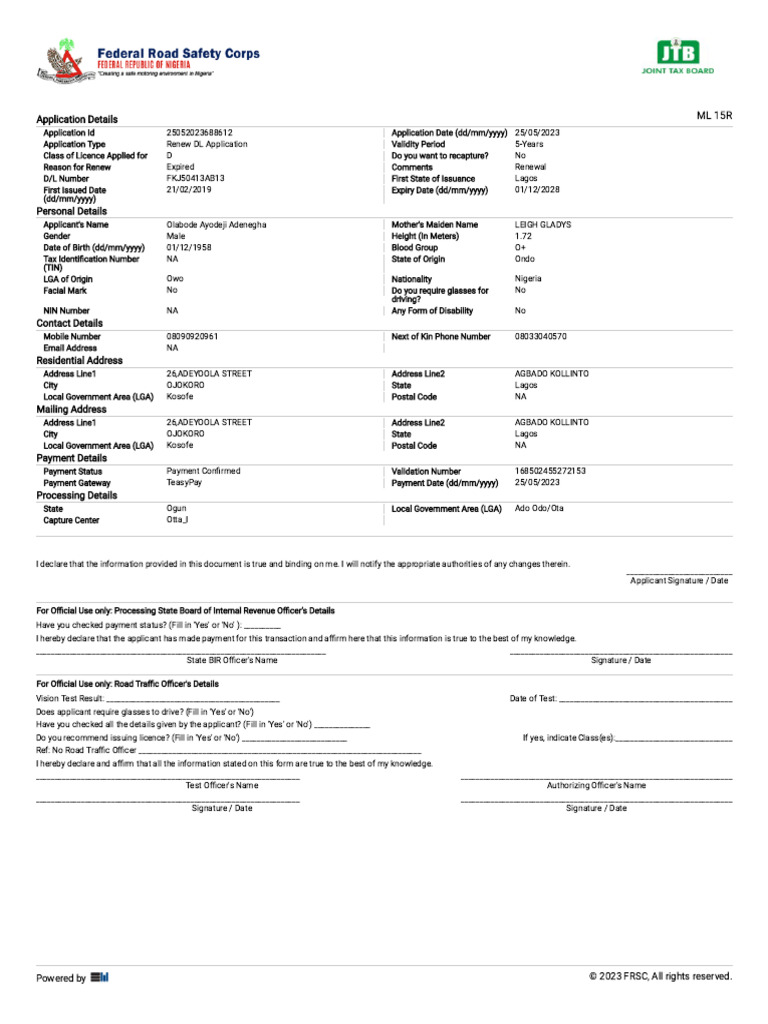 Driver's License Renewal Form | PDF