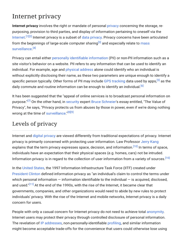 Internet Privacy - Wikipedia | PDF | Http Cookie | Internet Privacy