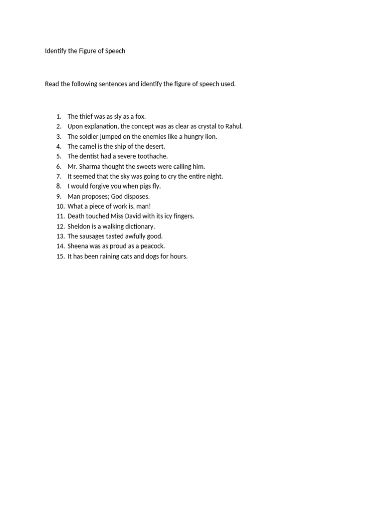 Identify The Figure of Speech | PDF