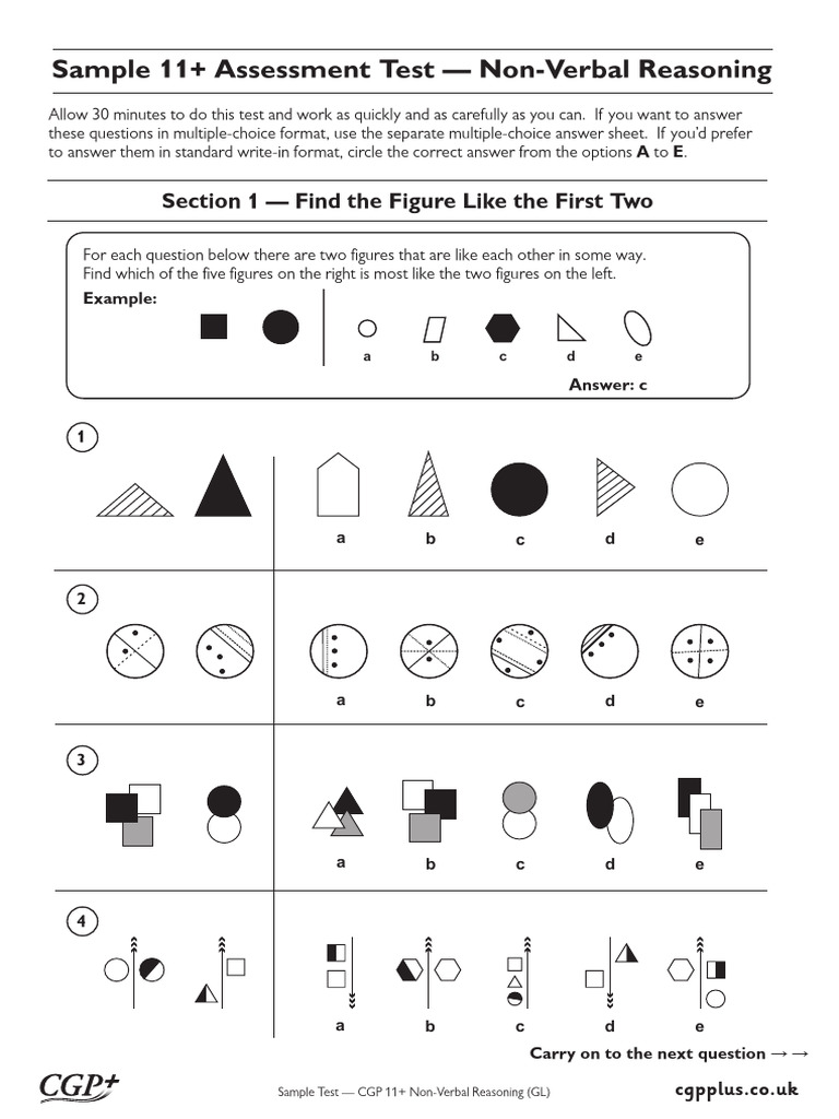Non-Verbal Reasoning Practice Paper GL and Other Providers Full Colour ...
