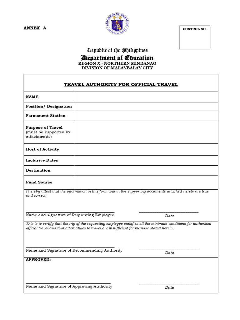 Travel Order Form | PDF