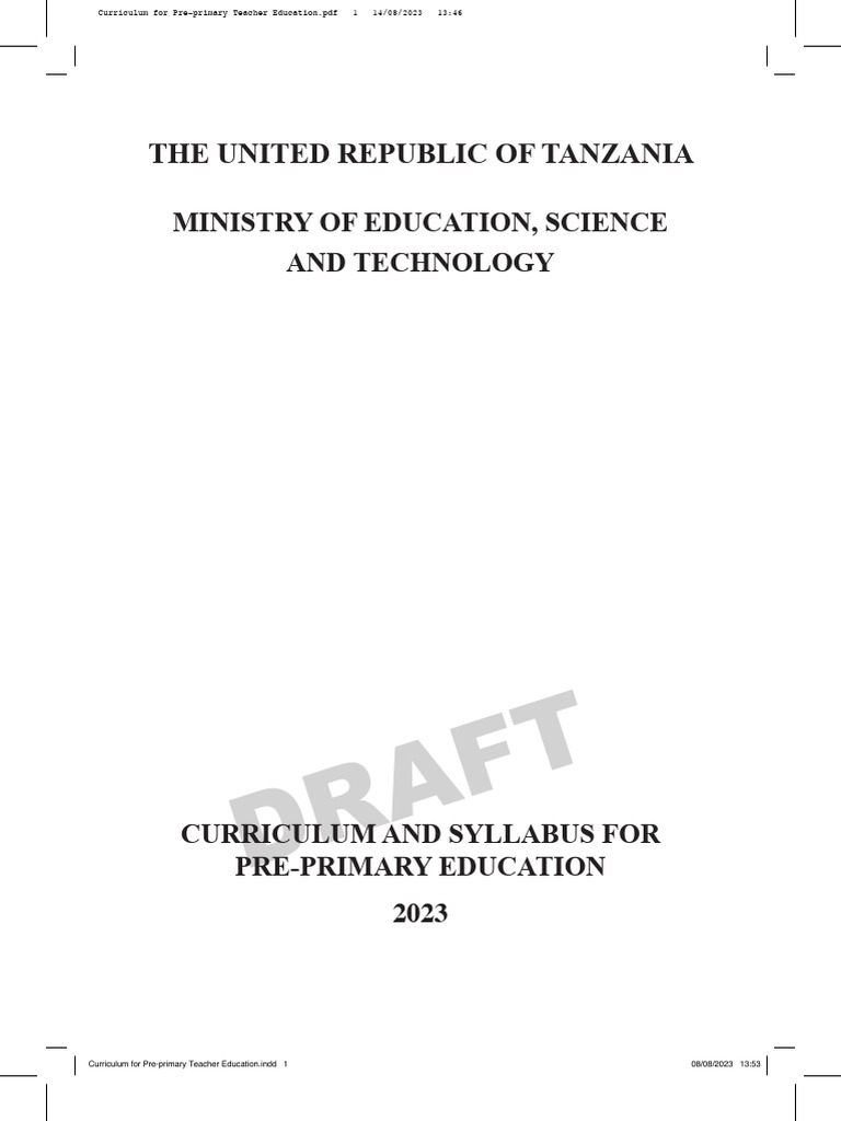 Tanzania Pre-Primary Education Curriculum | PDF | Curriculum | Preschool