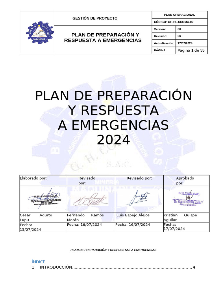 Gh-Pl-Ssoma-02 Plan de Respuesta A Emergencias-Gh Coin - 2024tc Rev06 ...