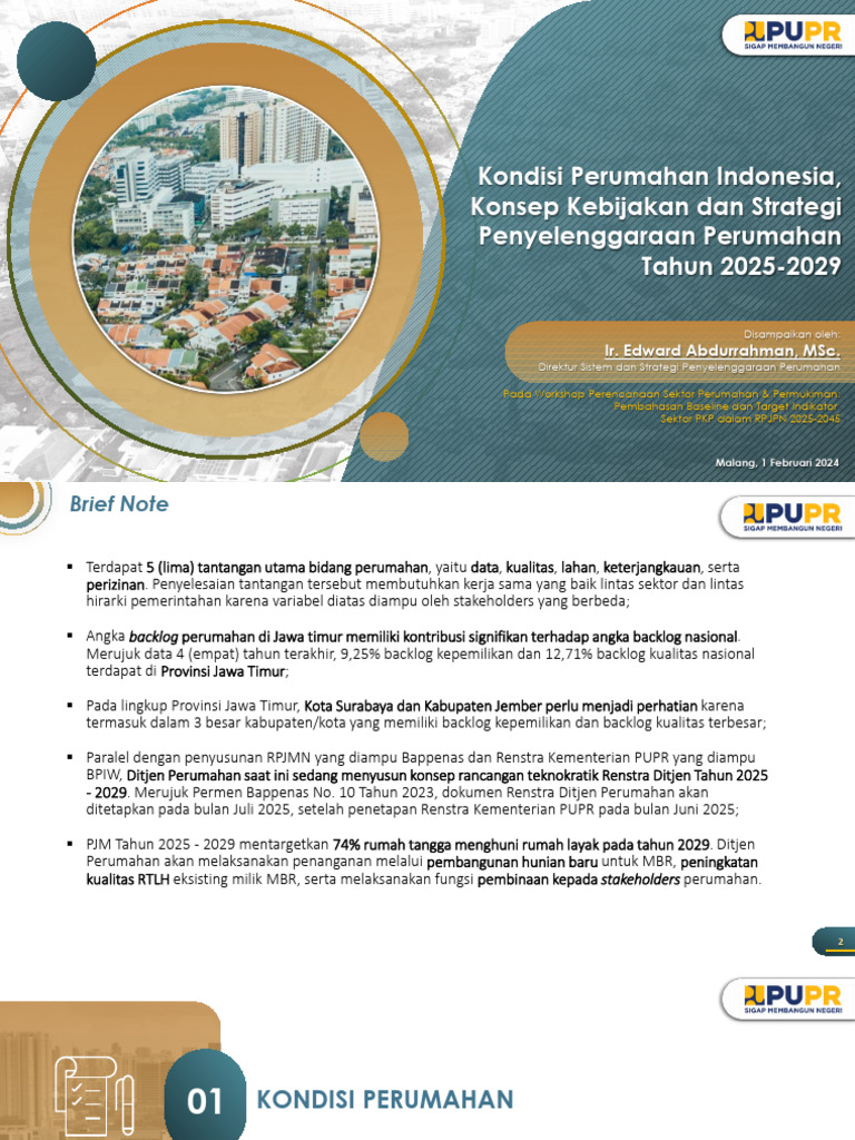 0201 - Bahan Dir SSPP PUPR - Acara Bappeda Jatim - Koreksi Direktur | PDF