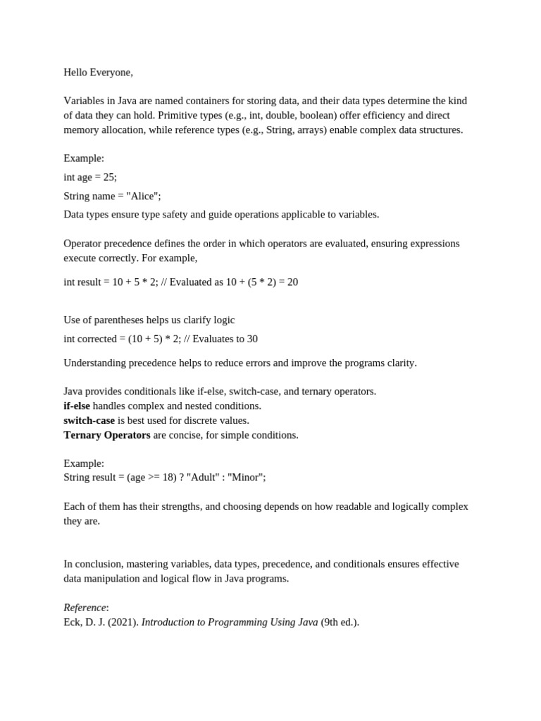 Discussion Assignment Unit 1 Java Uopeople | PDF