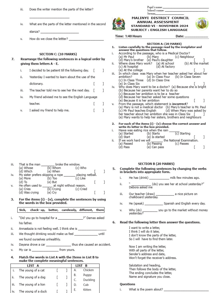 DRS VI - MUHULA II - Malinyi - Compressed | PDF | Linguistics