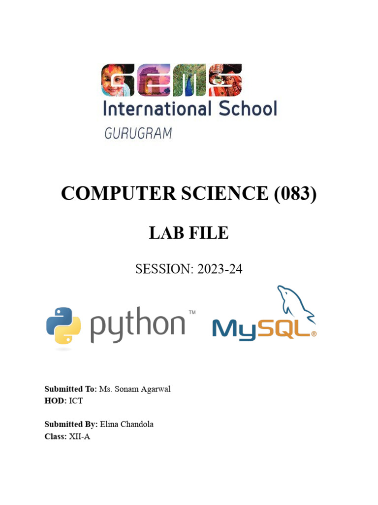 Computer Science 083 Lab File Pdf Computer File Sql