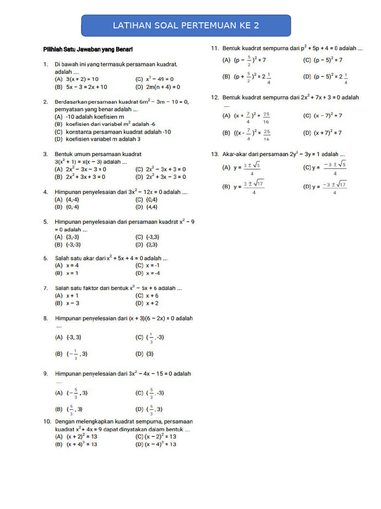 Persamaan Kuadrat 2 | PDF