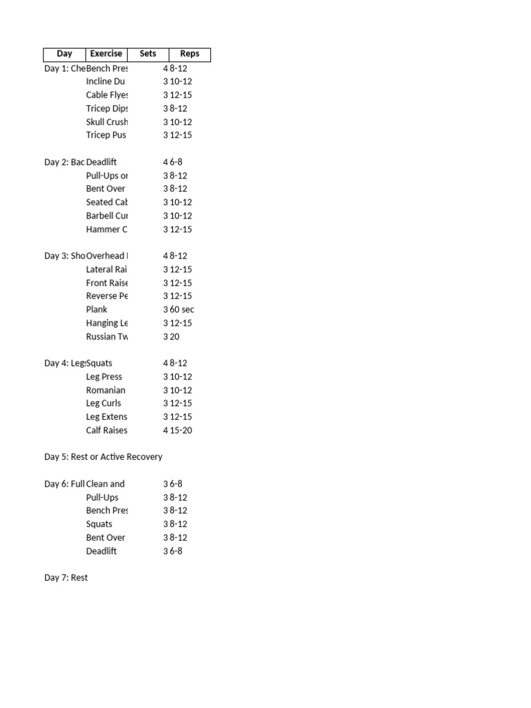 Full Body Workout Plan | PDF