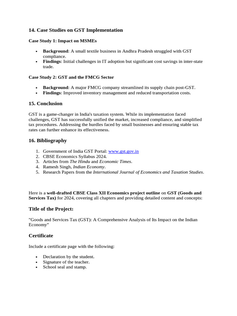 Case Studies On GST Implementation | PDF