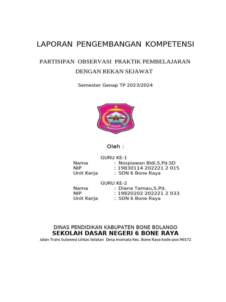CONTOH LAPORAN PENGEMBANGAN KOMPETENSI - Narti | PDF