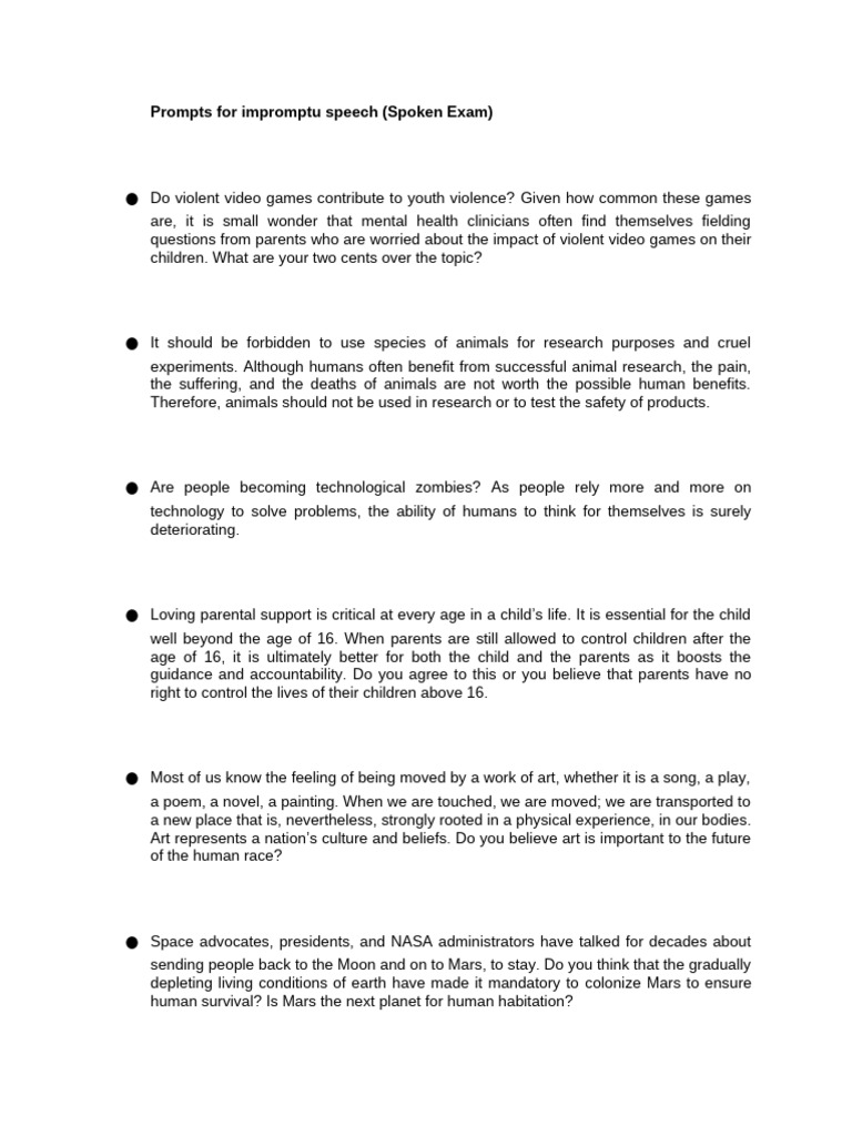 Prompts - Final Spoken Exam | PDF | Privacy | Pakistan