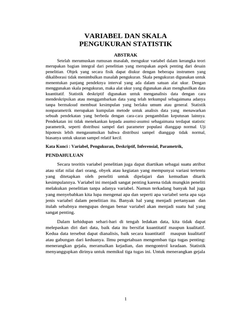 Variabel dan Skala Pengukuran Statistik | PDF