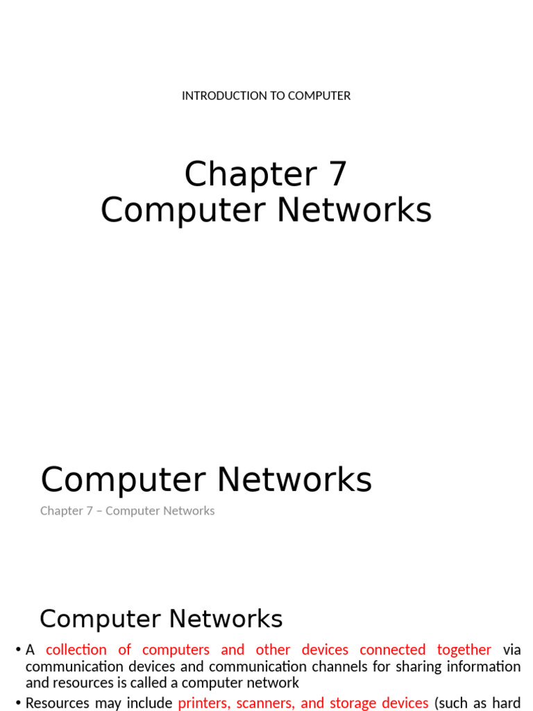 Ch-07 (Comp) - Computer Networks | PDF | Transmission Medium | Network Topology