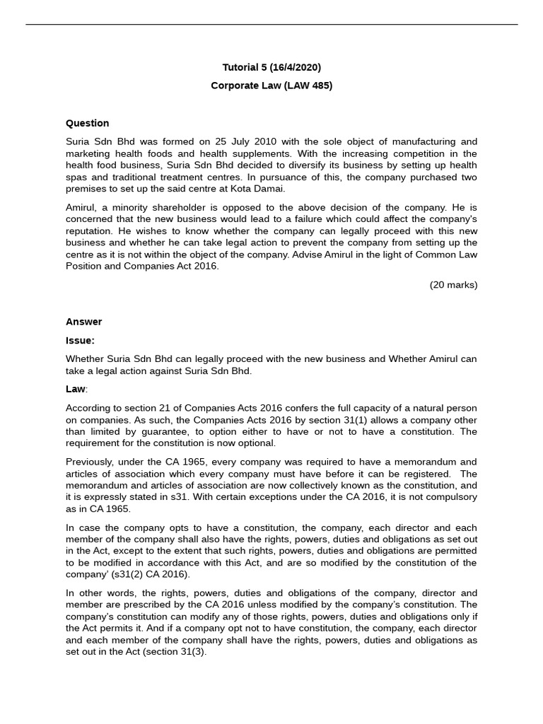 Tutorial 5 Constitution of Co | PDF | Constitution | Justice