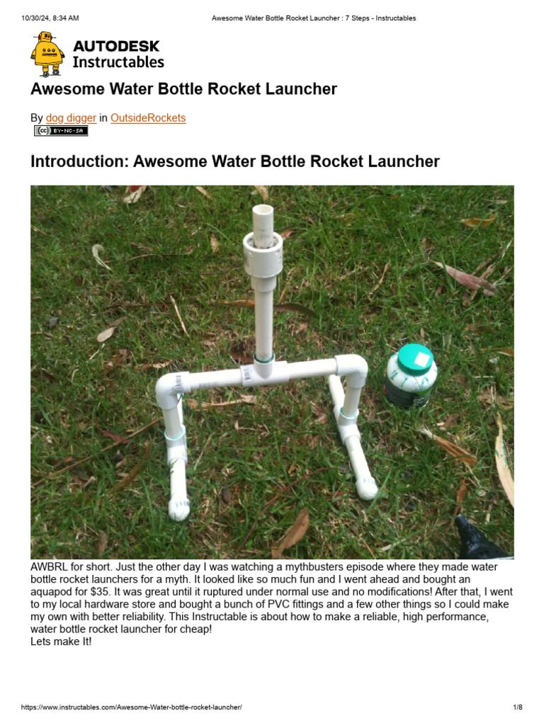 Awesome Water Bottle Rocket Launcher - 7 Steps - Instructables | PDF ...