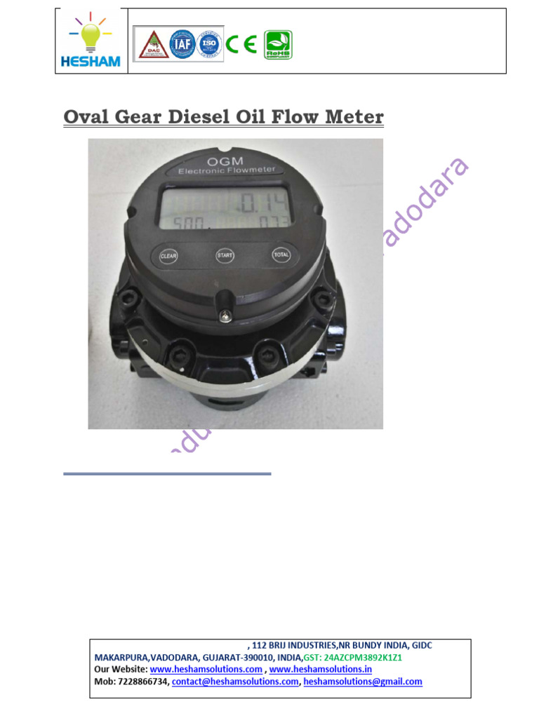 Oval Gear Flow Meter | PDF