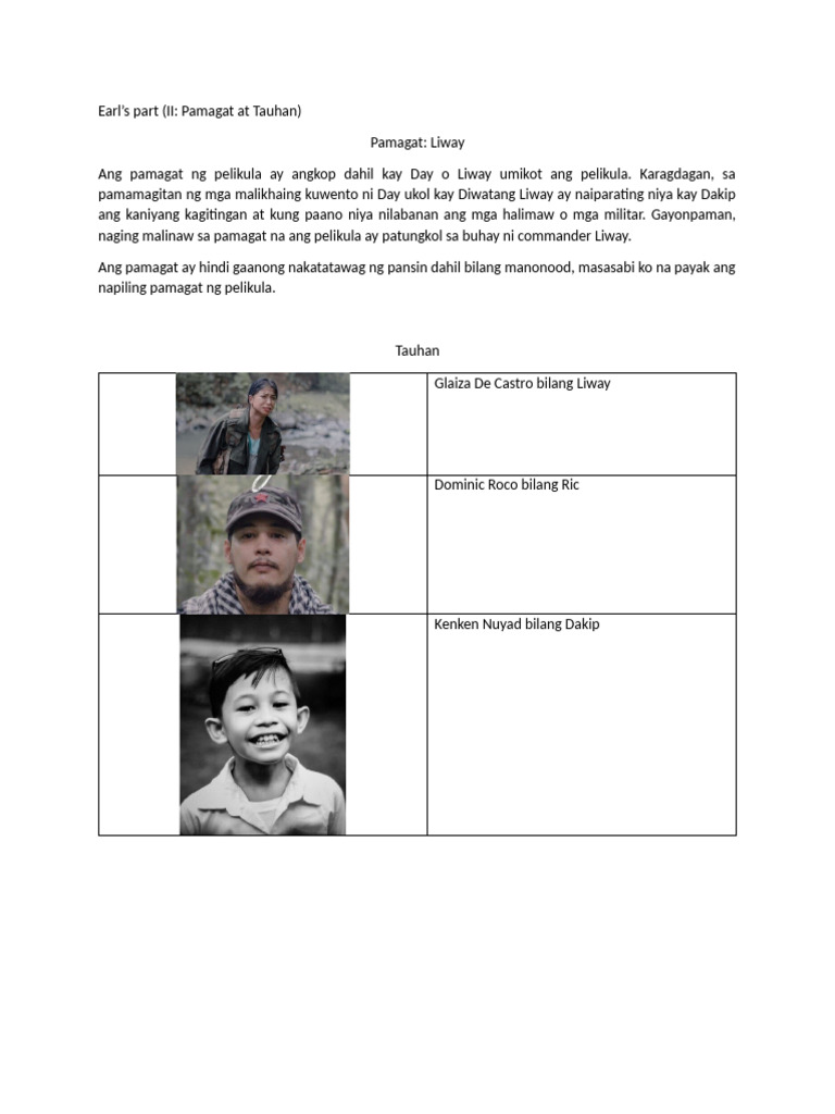 Liway - Pamagat at Tauhan | PDF