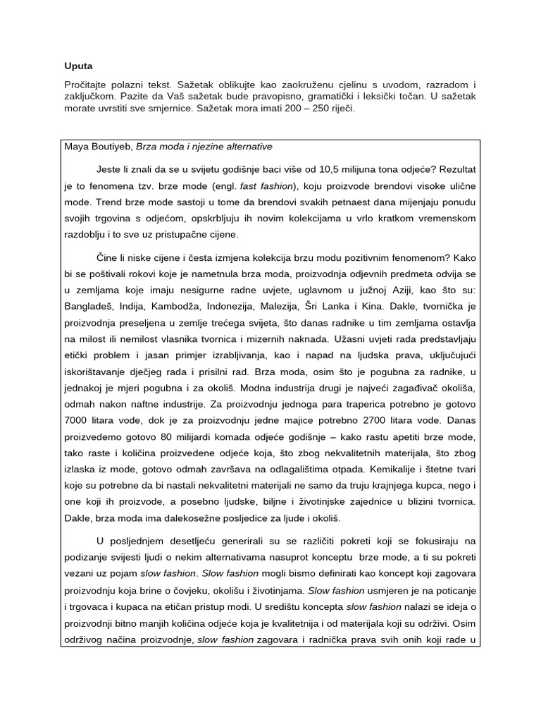 Brza Moda, Sažetak | PDF