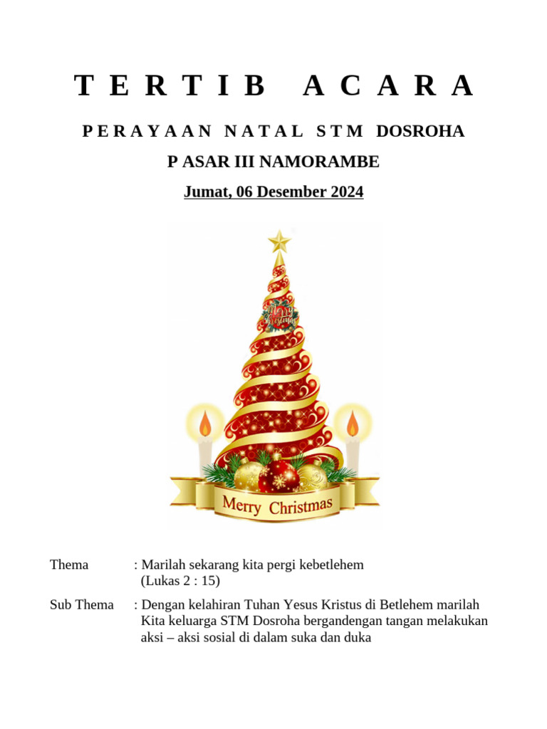 Tertib Acara Natal STM Dosroha 2024 | PDF