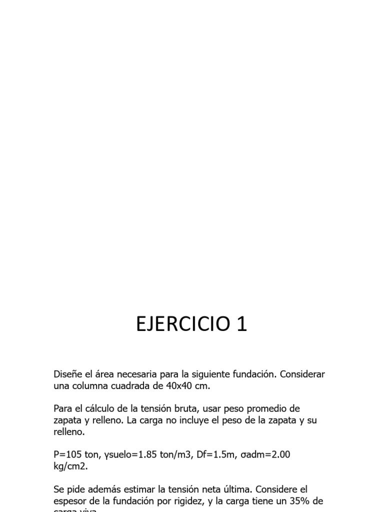 2024.03.27 Fundaciones USACH Clase 02.5 Ejercicios Diseño Geotécnico | PDF