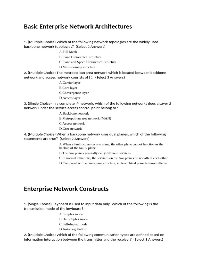 01 Ethernet Questions | PDF | Osi Model | Computer Network