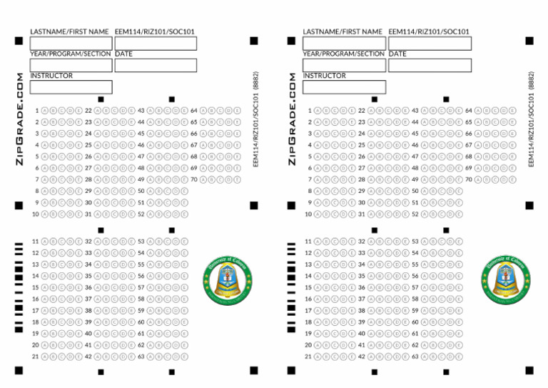 2 Answer Sheet Mdterm | PDF