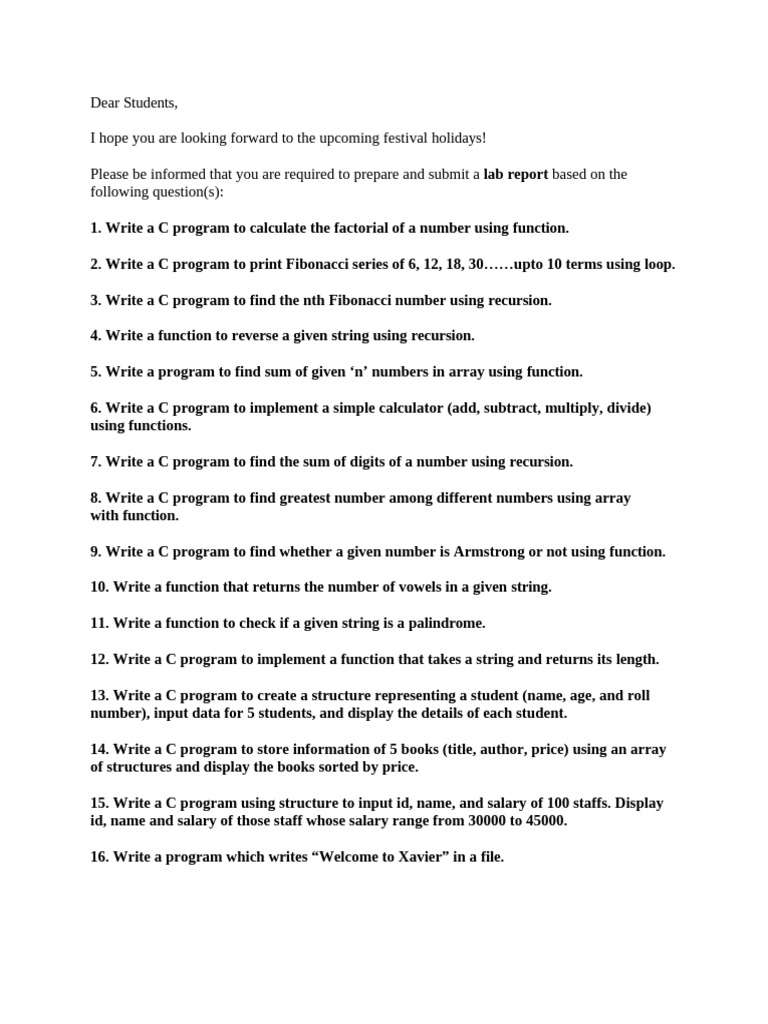C Programming Lab Report Guidelines | PDF | Computer File | String ...