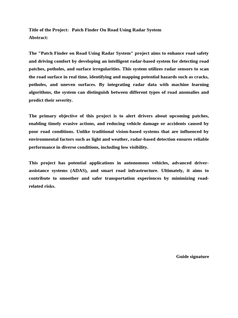 Mini Project Abstract Format | PDF