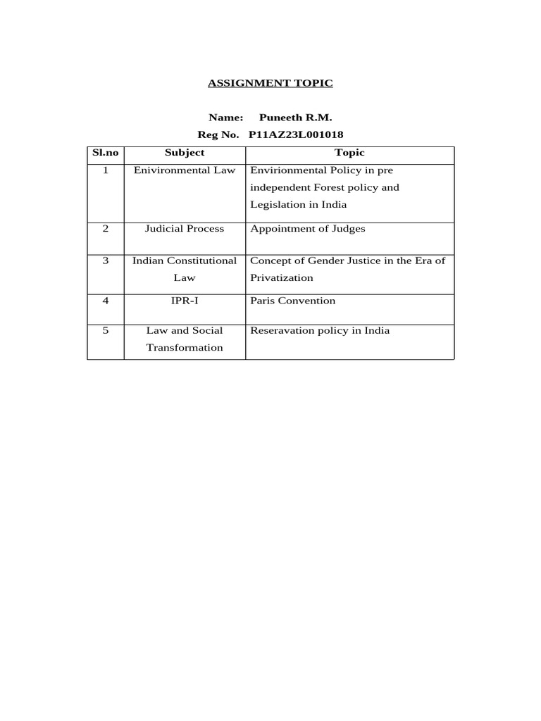 Assignement Topic 1st Sem | PDF