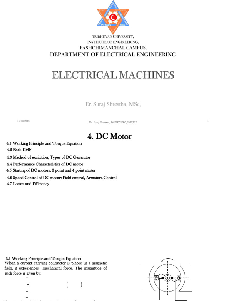 Chapter4 DC Motor | PDF | Electric Motor | Electromagnetic Induction