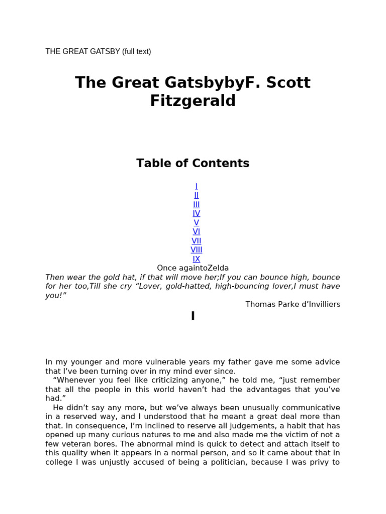 The Great Gatsby (Full Text) | PDF | The Great Gatsby