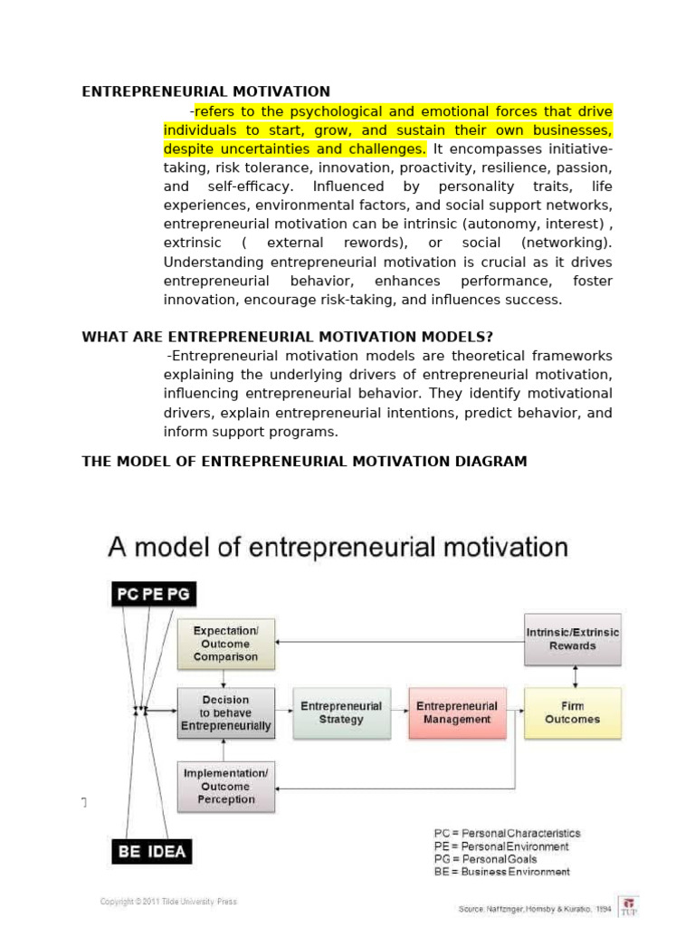 Models of Entrepreneurial Motivation 2 | PDF | Entrepreneurship ...