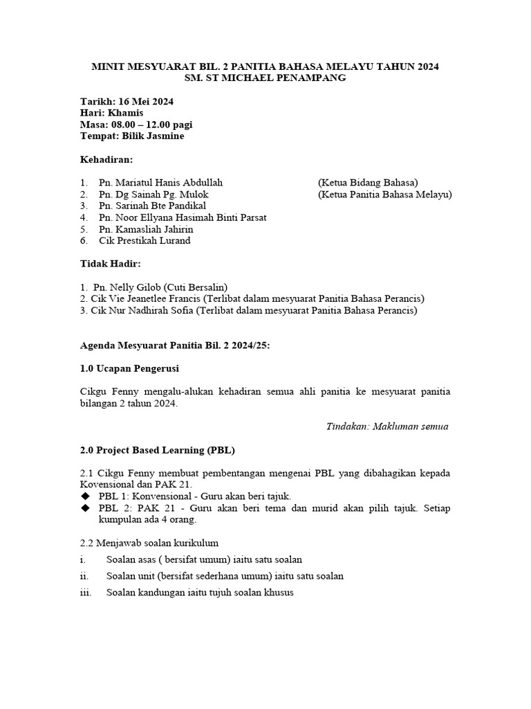 Minit Mesyuarat Bil.2 | PDF