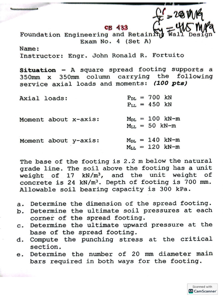 Foundation Engg Exam No 4 Set A | PDF