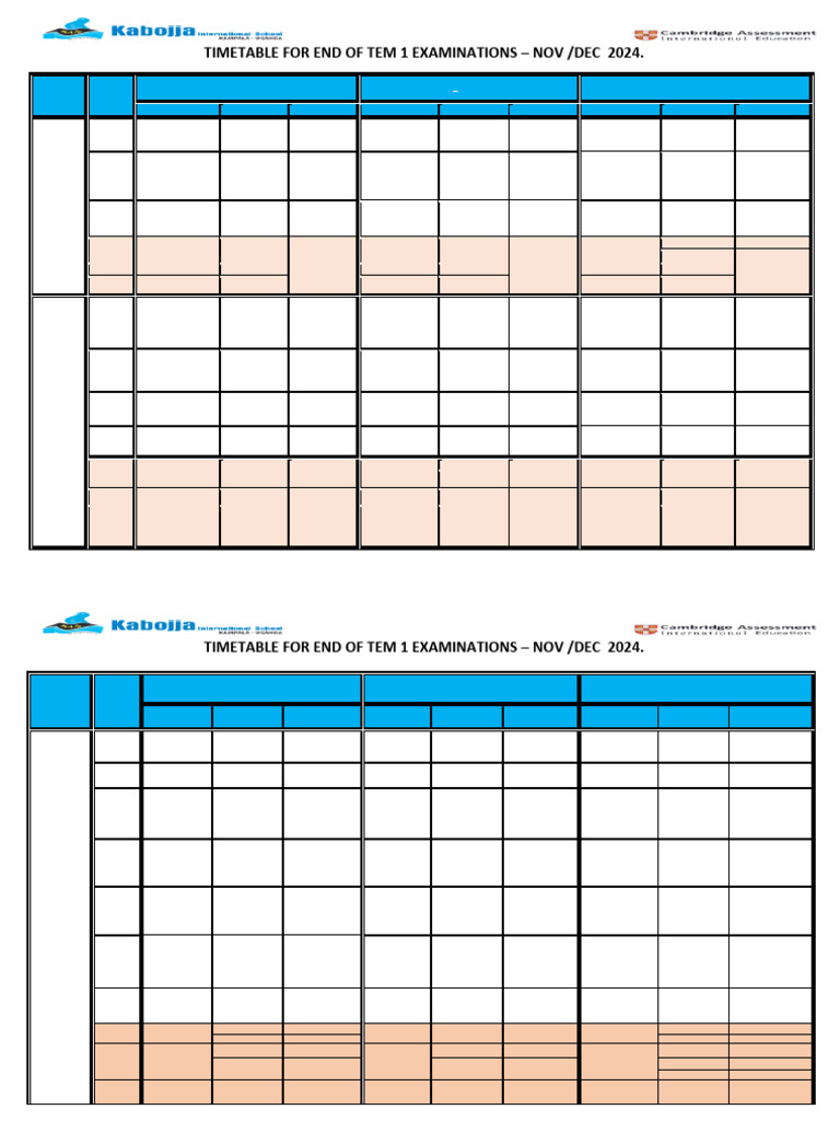 END OF TERM 1 2024 EXAM TIMETABLE - Final | PDF | Science | Natural Sciences