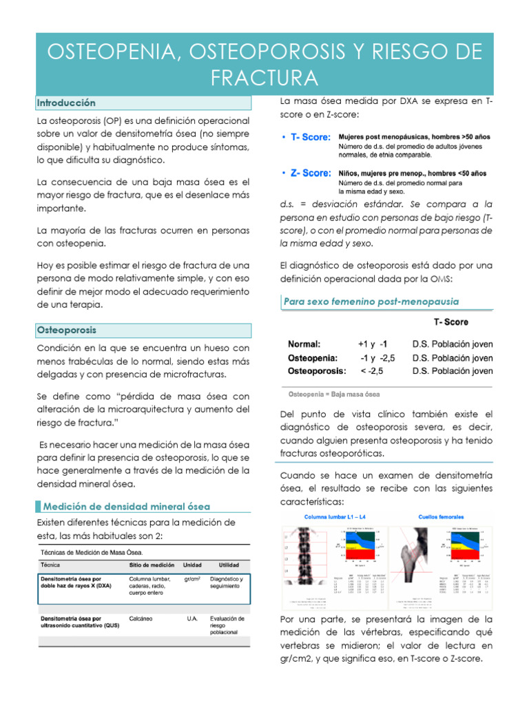 Osteopenia, Osteoporosis y Riesgo de Fractura | PDF | Osteoporosis ...