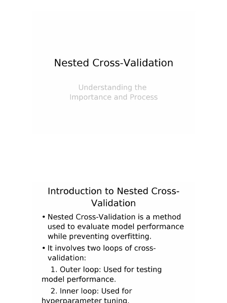 383 965276 Nested Cross Validation Presentation Pdf