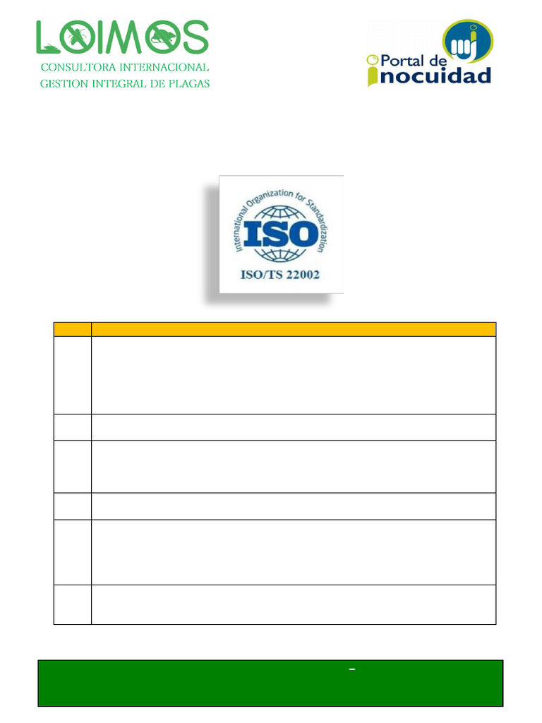 Normas ISO TS 22002 | PDF | Control de plagas | Plaga (organismo)