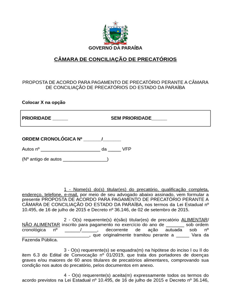 Proposta-Formulario Precatorio | PDF | Advogado | Crédito