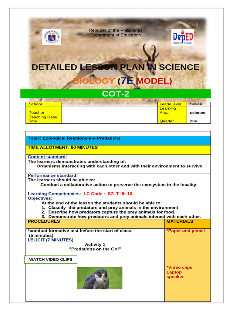 Lesson Plan: Predation in Ecosystems | PDF | Predation | Learning