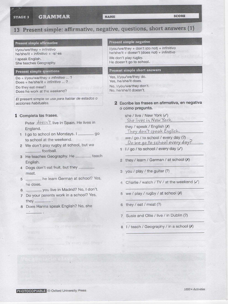 Present Simple Ex | PDF