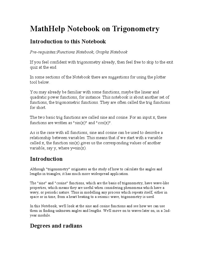 Notebook On Trigonometry | PDF | Trigonometric Functions | Sine