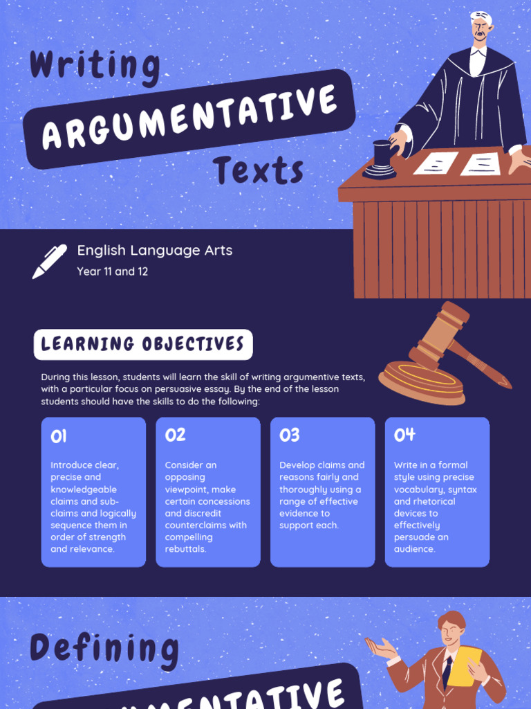 Writing An Argumentative Essay English Presentation in Blue ...