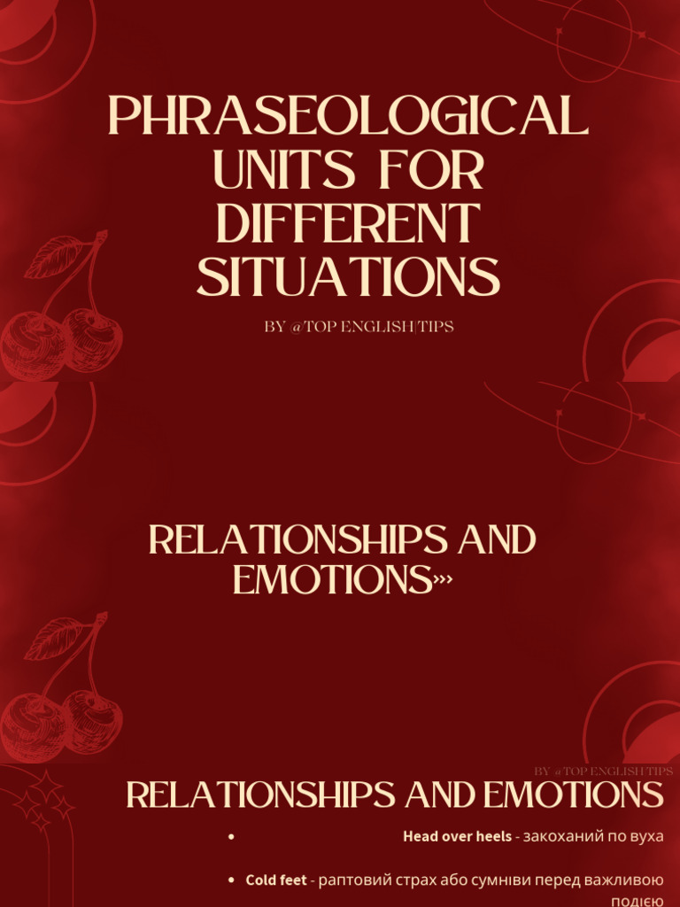 Phraseological Units For Different Situationstop English Tips | PDF