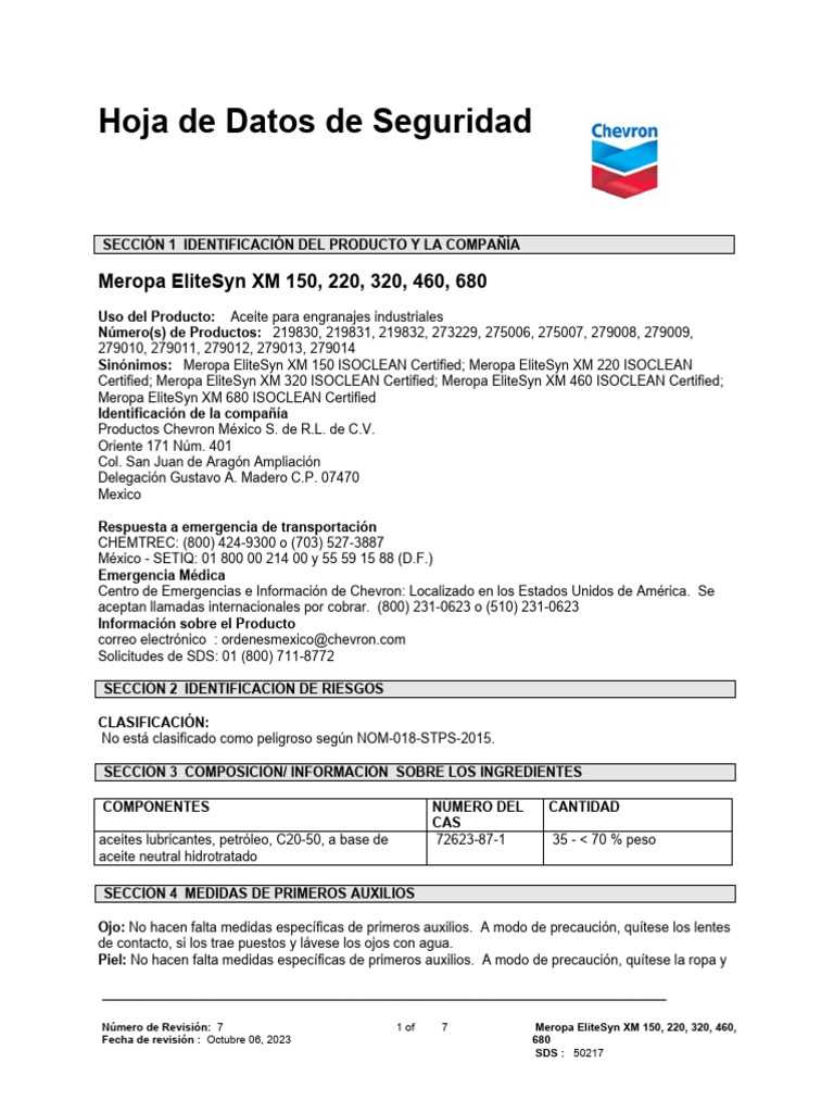 HDS Meropa EliteSyn XM 150 | PDF | Aceites | Hidrocarburos