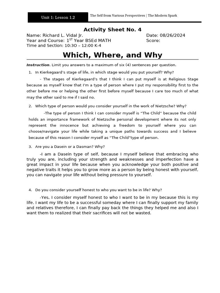 Activity Sheet 4 | PDF